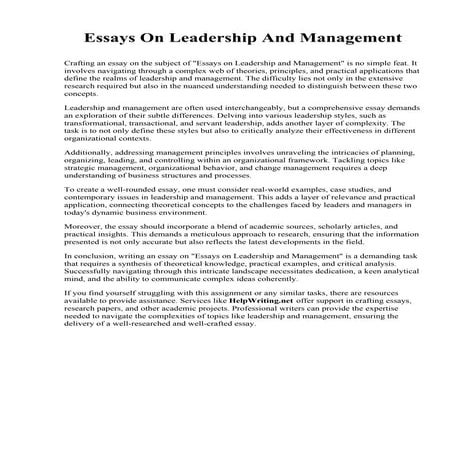Essays On Leadership And Management.pdf