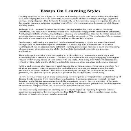 Essays On Learning Styles | PDF