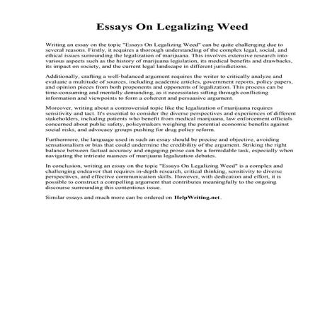 Essays On Legalizing Weed. Nebraska Christian College | PDF