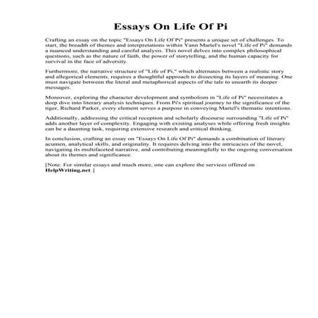 Essays On Life Of Pi | PDF