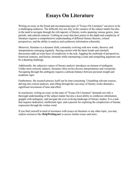 Essay Literature.pdf | Homework and Study | Education