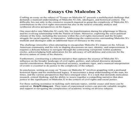 Essays On Malcolm X. Malcolm x and the civil rights movement essay ...