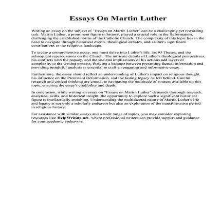 Essays On Martin Luther | PDF