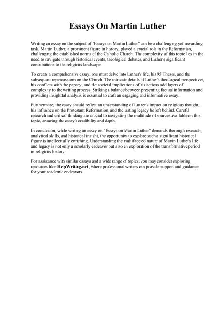 Essay On Martin Luther | PDF