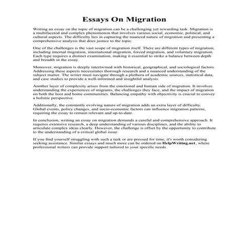 Essays On Migration | PDF