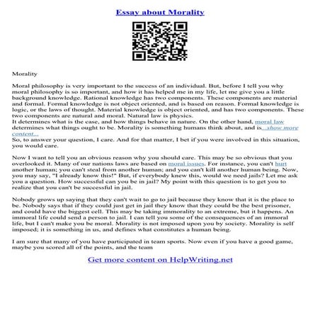 Essays On Morality | PDF