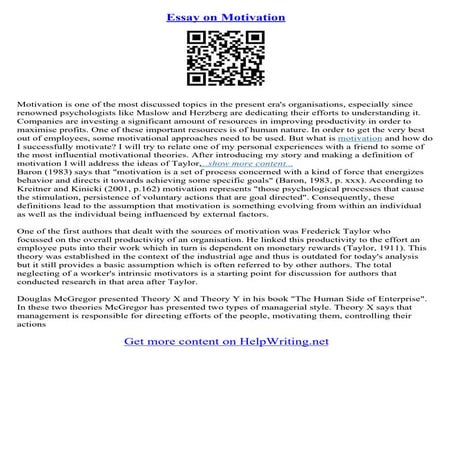 Essays On Motivation | PDF