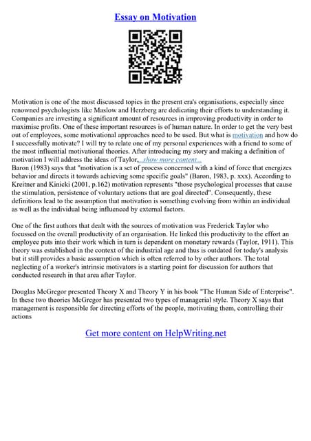 Self Motivation Essay | PDF