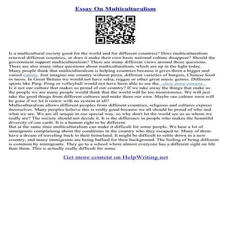 Essays On Multiculturalism | PDF
