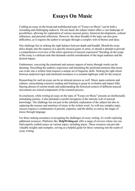 Essay On Music.pdf | Musicals | Genres
