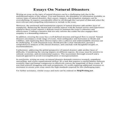 Essays On Natural Disasters | PDF