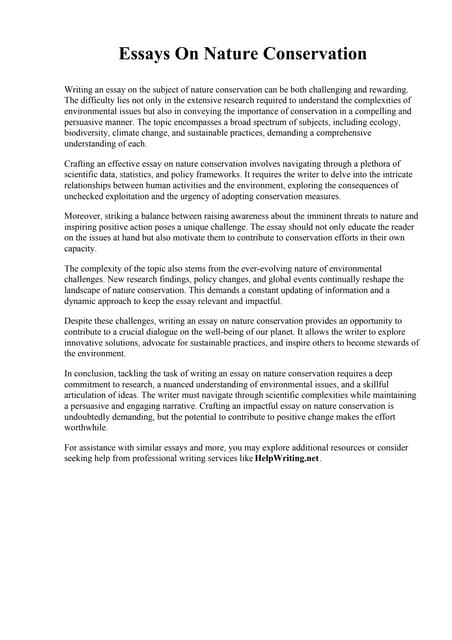 Soil Conservation Essay. Southern Adventist University | PDF