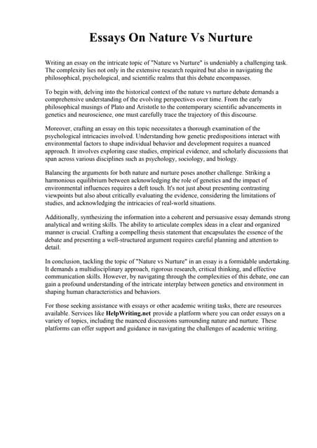Nature Vs Nurture Debate Essay.pdf