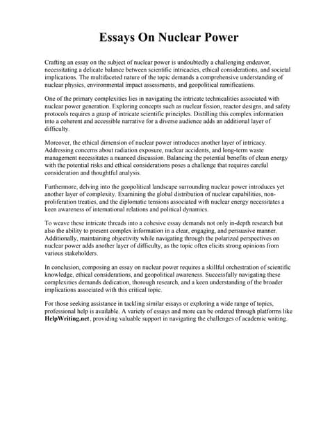 Essay On Atomic Energy | PDF