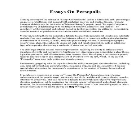 Essays On Persepolis.pdf | Comics and Graphic Novels | Books and Literature