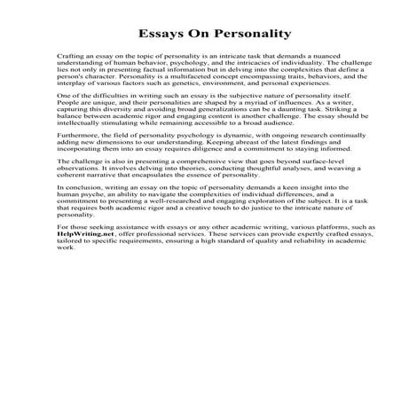 Essays On Personality. Bowie State University | PDF | Education