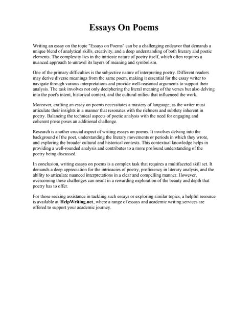 Poetry Essay Examples.pdf | Homework and Study | Education