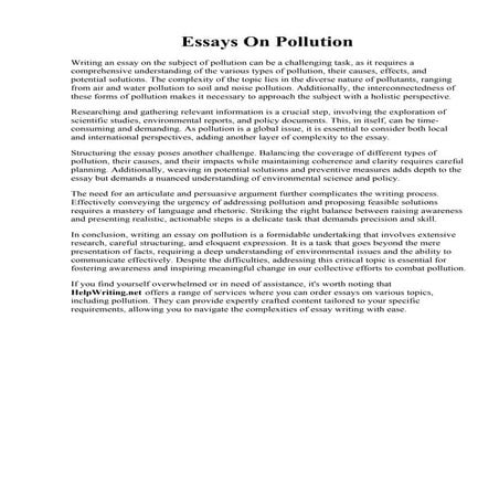Essays On Pollution | PDF
