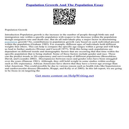 Essays On Population Growth | PDF | Biological Sciences | Science