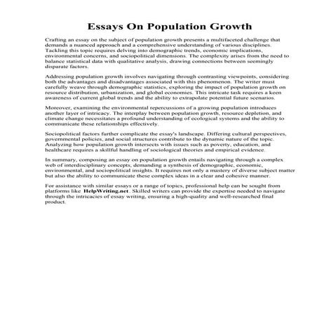 Essays On Population Growth | PDF