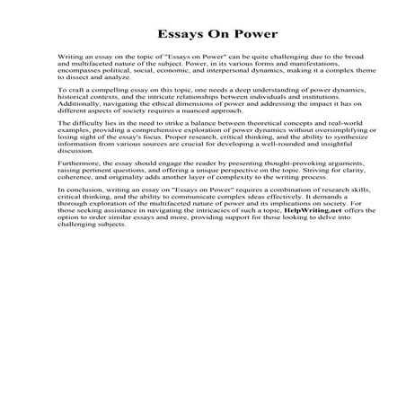 Essay On Knowledge Is Power. State Technical College of Missouri | PDF
