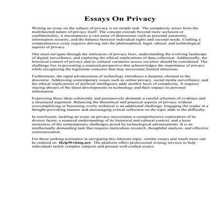Essays On Privacy. How to Protect Privacy | PDF