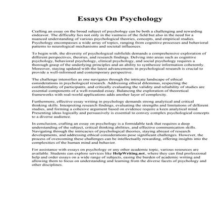 Essays On Psychology.pdf | Educational Assessment | Education