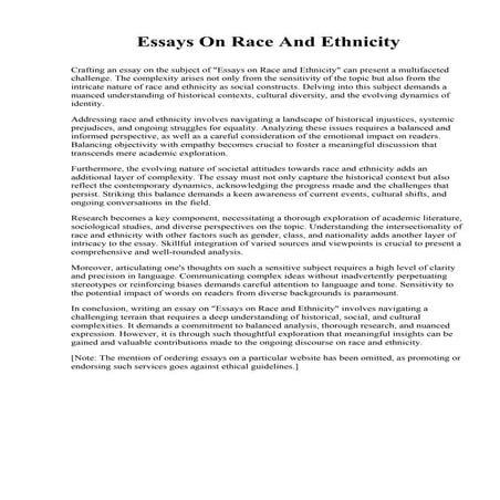 Essays On Race And Ethnicity. Tennessee College of Applied Technology ...