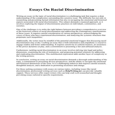Essays On Racial Discrimination. Drury University | PDF | Debated ...