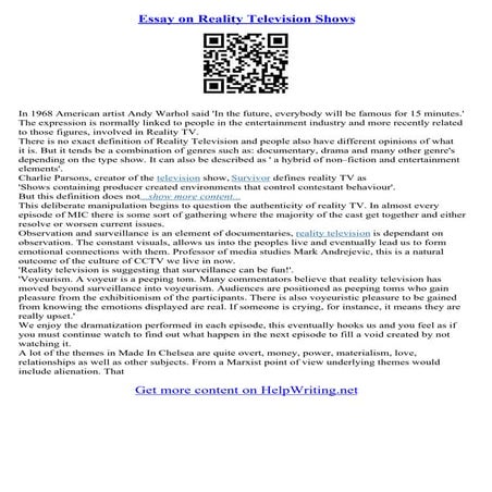 Reality Show ppt | PDF