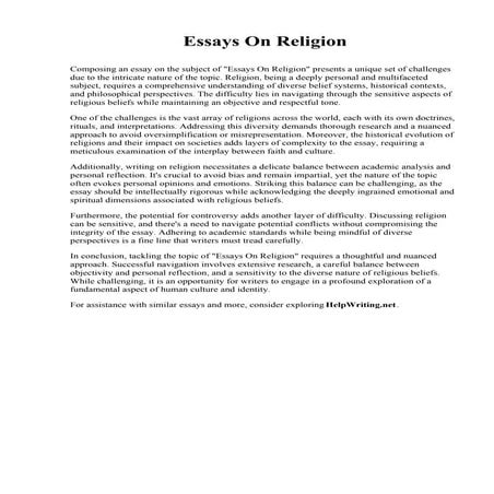 Essays On Religion. Treasure Valley Community College | PDF | Religion ...