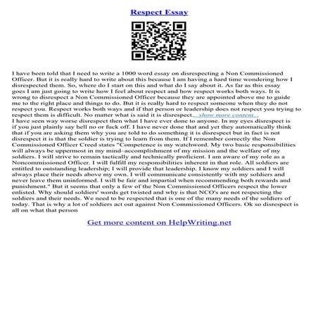 Essays On Respect | PDF