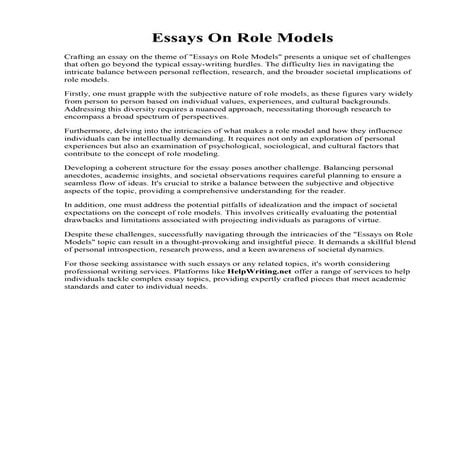 Essays On Role Models | PDF