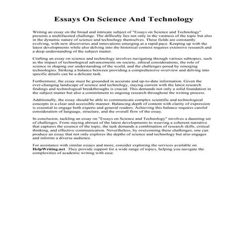 Science And Technology Essays. Medaille University | PDF