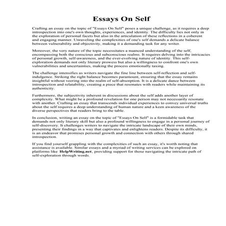 Essays On Self. Self Concept Essay Essay on Self Concept for Students and Children in ... | PDF ...