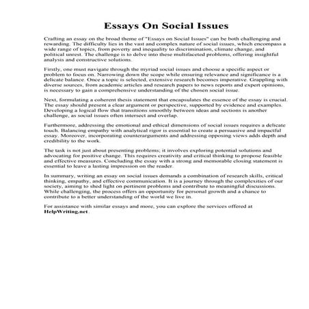 Essays On Social Issues | PDF