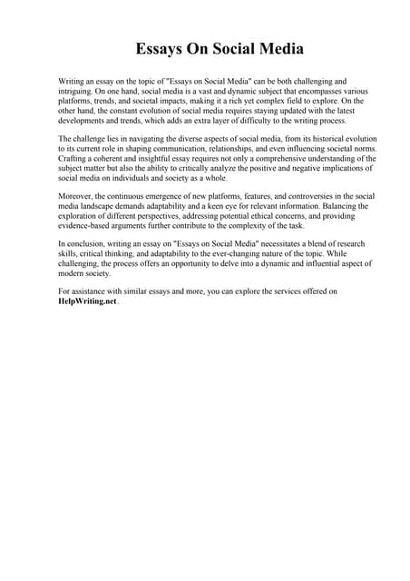 Essay On Social Media.pdf | Homework and Study | Education