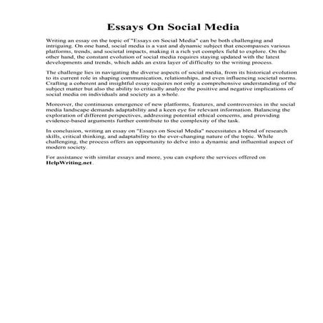 Essays On Social Media | PDF