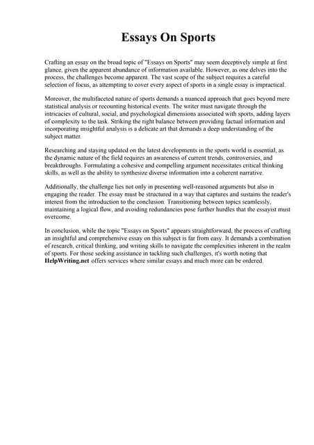 Essay On Sports And Games | PDF | Sports