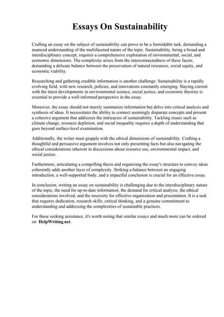 Essay On Sustainability | PDF