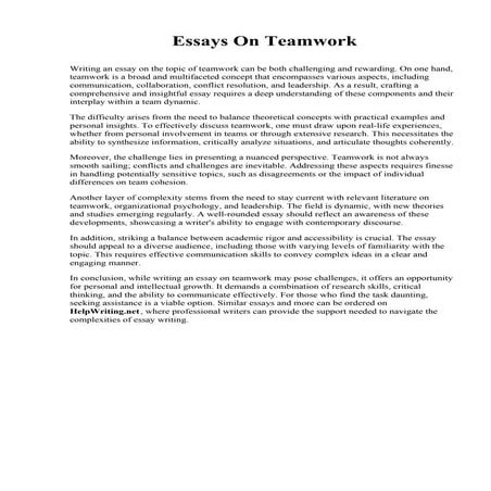 Essays On Teamwork.pdf