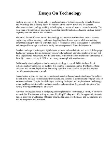 Essay On New Technology | PDF