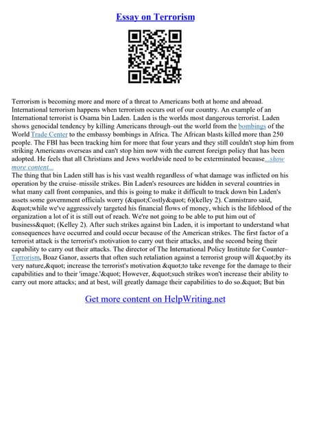 Terrorism | Types of Terrorism | Impacts of terrorism | PDF