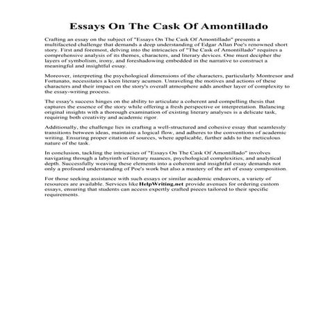 Essays On The Cask Of Amontillado | PDF