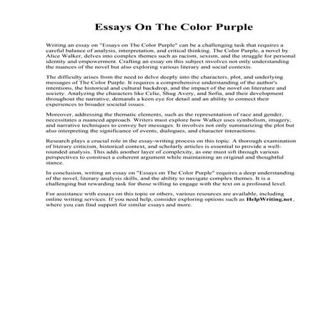 Essays On The Color Purple.pdf | Fiction | Books and Literature