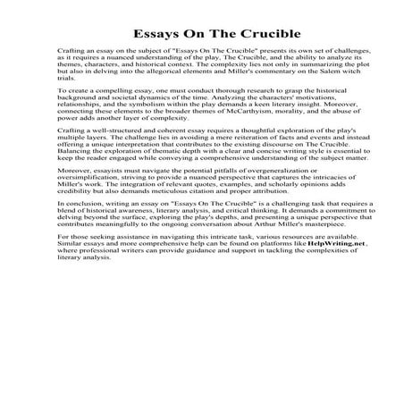 Essays On The Crucible | PDF