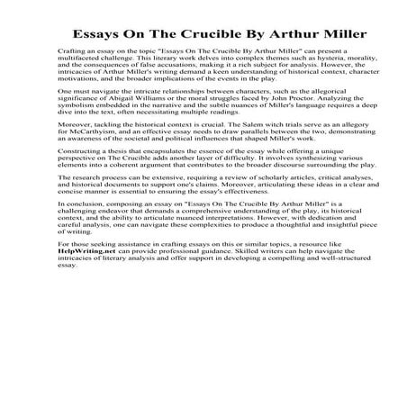Essays On The Crucible By Arthur Miller.pdf