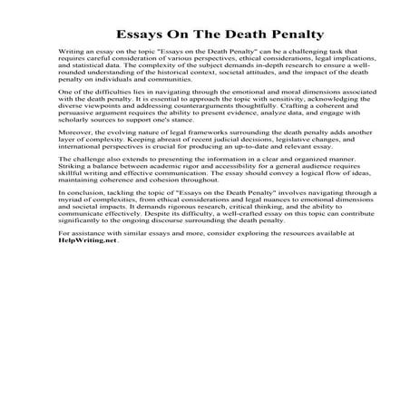 Essays On The Death Penalty. Business paper: Argument essay on death ...