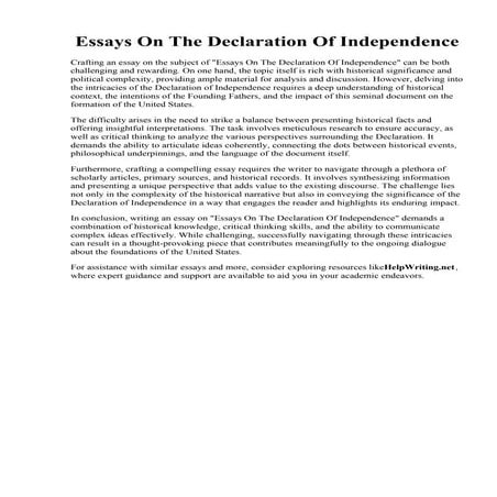Essays On The Declaration Of Independence | PDF