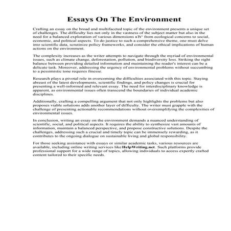 Essays On The Environment | PDF
